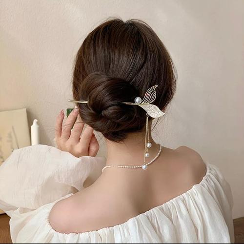 Jual Tusuk Sanggul Mermaid Tail Tusuk Konde Aksen Mutiara Kristal H79 ...