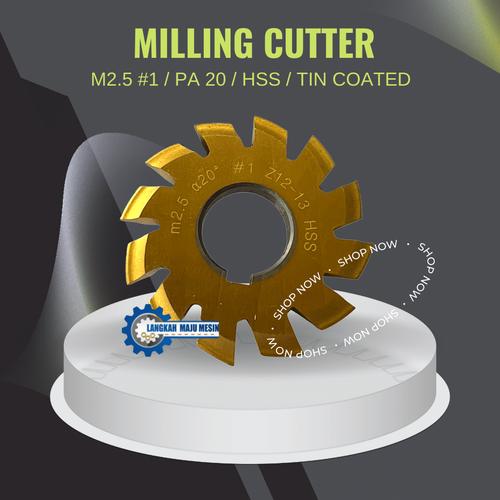 Jual Involute Cutter Modul M2.5 Tin Coated #1-8 PA20 Milling Cutter ...