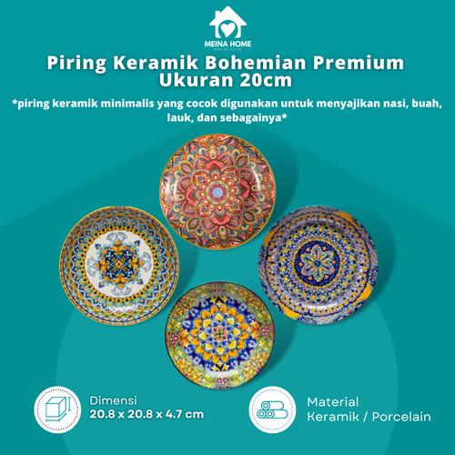 Jual PIRING KERAMIK BOHEMIAN PREMIUM / PIRING MAKAN BESAR 20CM PIRING ...