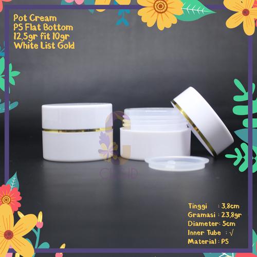 Jual POT CREAM PS FLAT PUTIH LIST GOLD 12,5GR 10GR 15GR LOKAL KOSMETIK ...