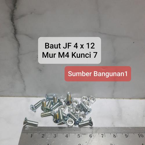 Jual Baut Putih JF 4 x 12 M4 baut 4mm kunci 7 kepala obeng rata kecil ...