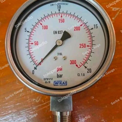 Jual Wika Pressure Gauge 4 inch bottom 0-20 bar&psi + kalibrasi KAN ...