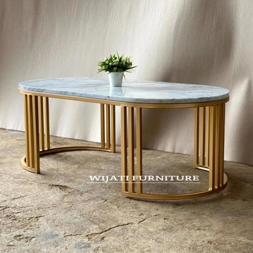 Jual coffe table marmer oval, meja tamu marmer asli putih, meja kopi ...