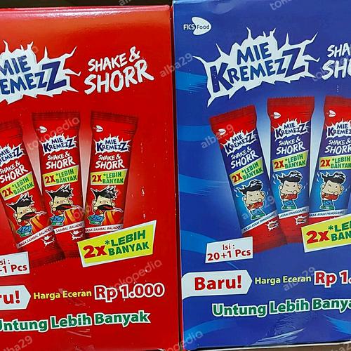 Jual Mie Kremezz Shake & Shorr (Mie Kremes / Anak Mas) Mix Kemasan Box ...