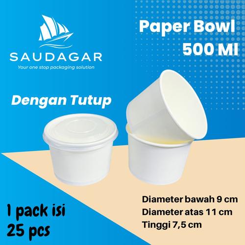 Jual Paper Rice Bowl 500 ml / Mangkok Kertas Dengan Tutup - Jakarta ...