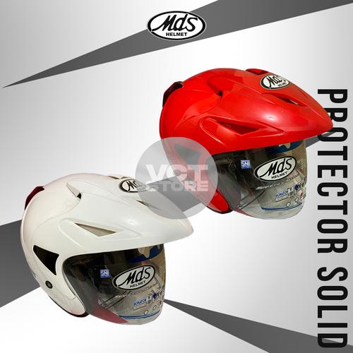 Jual Helm MDS Half Face Protector Solid | (Merah/ Putih) - Putih - Kota ...