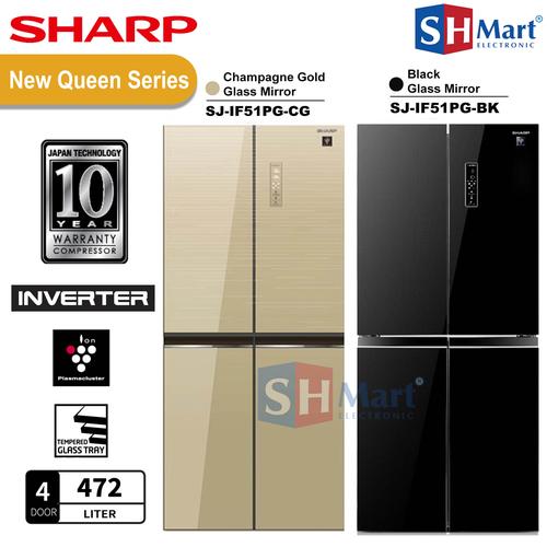 Promo Kulkas 4 Pintu SHARP SJ-IF51PGBK Inverter Plasmacluster 472L ...