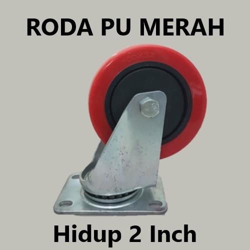 Jual RODA PU MERAH 2" HIDUP / RODA TROLEY TROLI SERBA GUNA 2 INCH ...