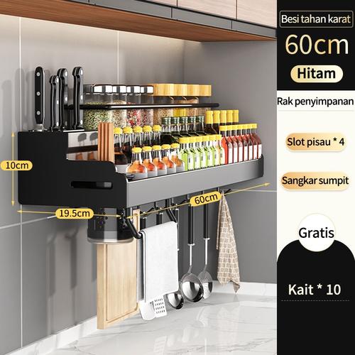 Jual Rak Dapur Stainless Steel Rak Bumbu Dapur Rak Pisau Dapur Gantung ...