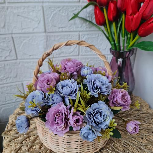 Jual bunga keranjang import artificial diameter 17cm - Merah Muda - Kab ...