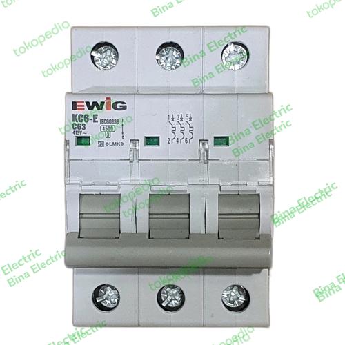 Jual MCB Ewig 3P 50A / 63A / MCB Ewig 3 Phase 50Ampere 63Ampere - 50A ...
