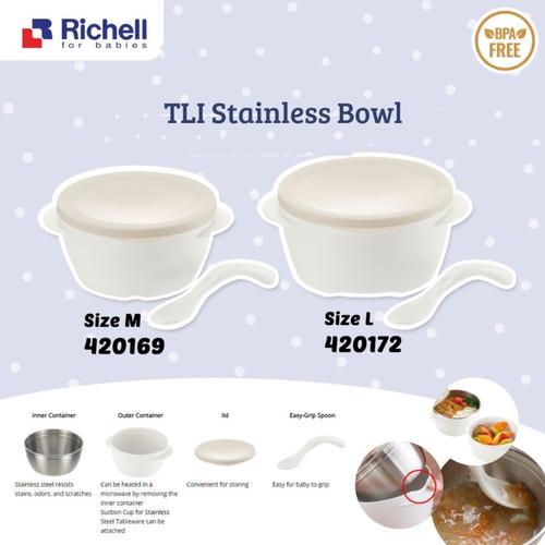 Jual Richell TLI Stainless Steel Bowl L - white - Kab. Tangerang - Sweetmomshop BSD | Tokopedia