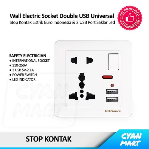 Jual Stop Kontak USB Colokan Listrik Dinding Electric Socket 2 Port USB ...