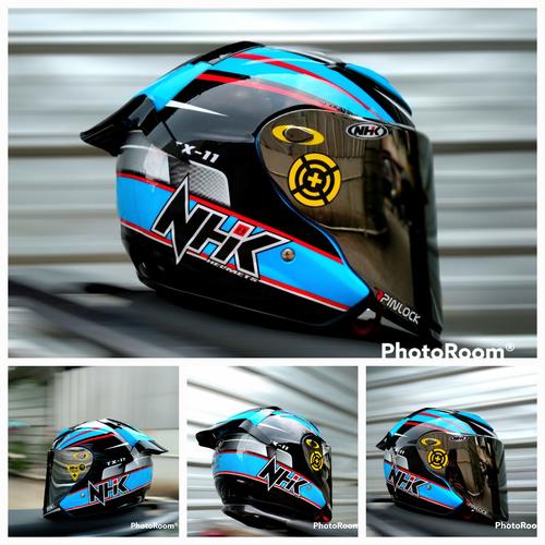 Jual HELM NHK R6 CORAK TX 11 BLUE FLOU PAKET GANTENG VENOM VISOR ...