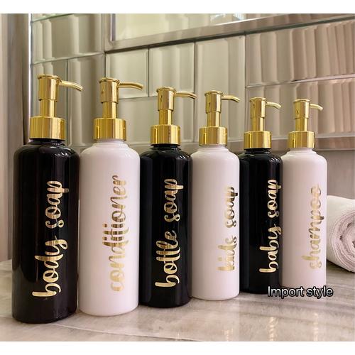 Jual botol 250ml HITAM PUTIH gold kecil aesthetic tempat sabun cair ...