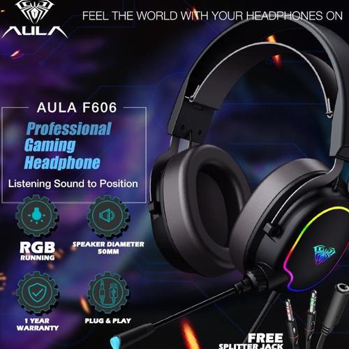 Jual Headset Gaming AULA F606 – RGB Running PC/Mobile DENGAN Splitter ...