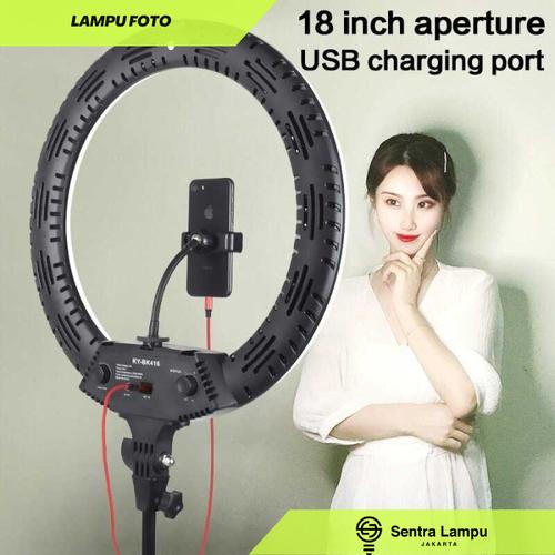 Jual Lampu Ring Light with Holder Video Konten Fotografi LED 65W 18 ...
