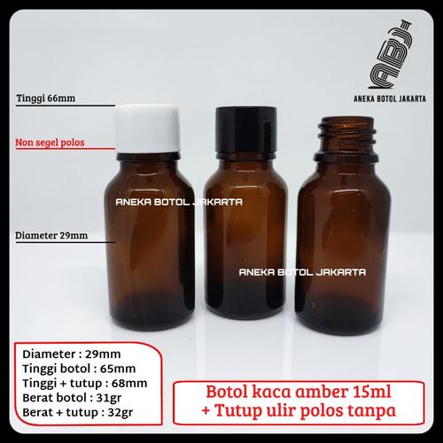 Jual Botol kaca serum amber 15ml tutup ulir plain polos - Hitam - Jakarta Selatan - aneka botol ...