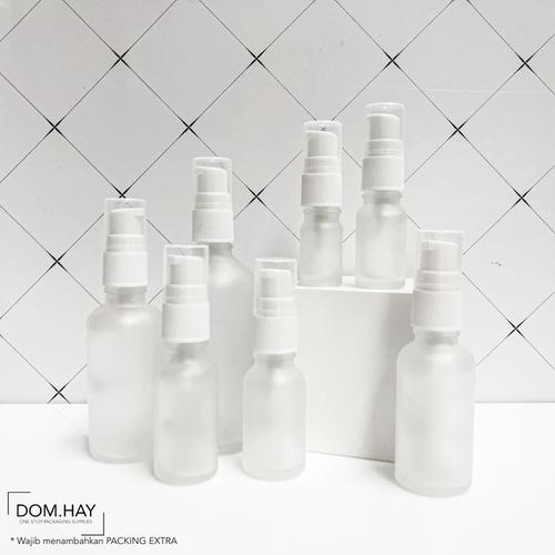 Jual Botol Pump Kaca Frosted Doff Tutup Putih Packaging Luxury Skin ...