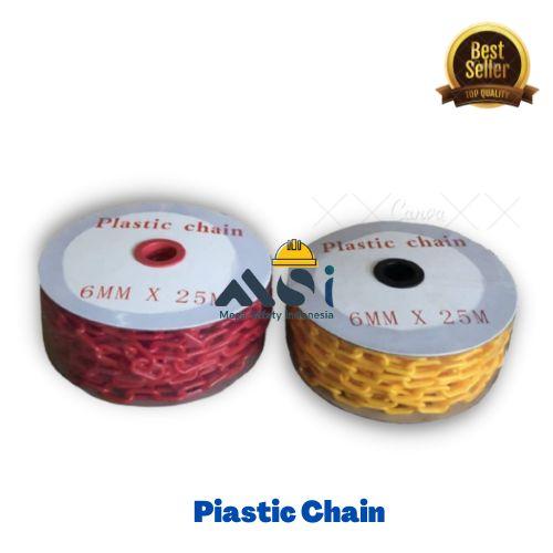Jual MERAH / KUNING Plastic Chain Rantai Plastik 6mm x 25m Rantai ...