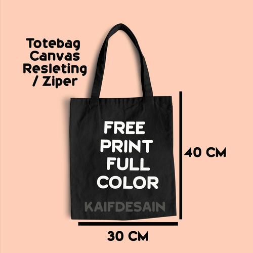 Jual Totebag Kanvas Hitam Premium Full Color Satuan 30x40Cm - RESLETING ...