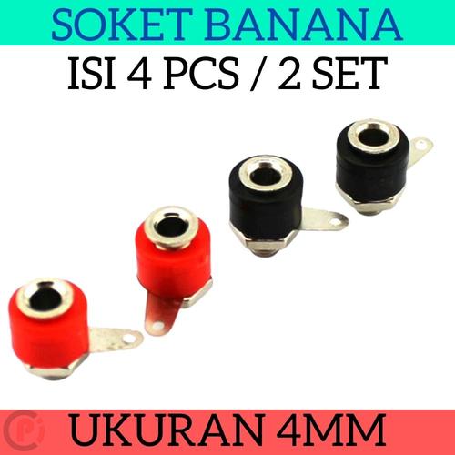 Jual Isi 4 Pcs Socket Banana Female Soket Bush Betina 2 Set Merah Hitam ...