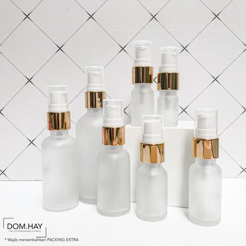 Jual Botol Pump Kaca Frosted Doff Tutup Gold Packaging Luxury Skin Care ...