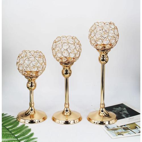 Jual Luxury Crystal Candle Holder empat Lilin Kristal Bulat Mosaic ...