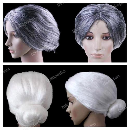 Jual Wig rambut palsu putih abu uban sanggul nenek orang tua lansia ...