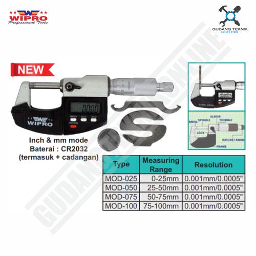 Jual Micrometer DIGITAL Outside 5 50 75 100 MM WIPRO / Alat Ukur ...