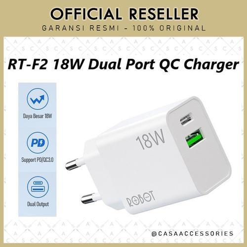 Jual Robot RT-F2 18W Dual Port Quick Charging QC 3.0 PD USB-C Charger ...