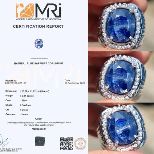 Jual Natural HQ Batu Blue Safir Sapphire Madagascar Heated 5.94 Cts ...