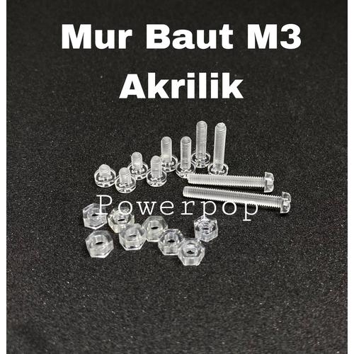 Jual Mur baut akrilic m3 acrylic bening transparant / Mur Baut m3 Promo ...