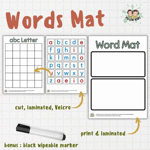 Jual Words Mat for CVC, CVCC, CCVC Worksheet by Fulco Kids - Kab ...