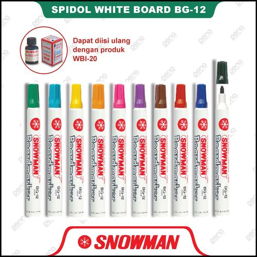 Jual Spidol Whiteboard Snowman Board Marker BG-12 - Merah - Hitam - Kab ...