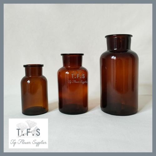 Jual HVJ Vas Pot Bunga Kaca Brown Glass Flower Vas (Non-Sticker ...