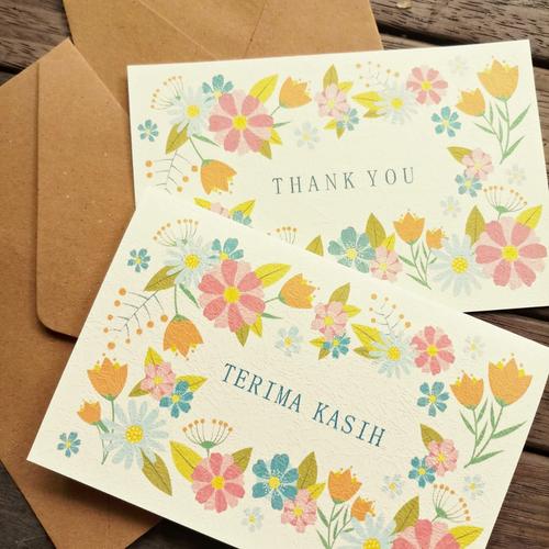 Jual 1 PACK Kartu Ucapan Terima Kasih Thank You Greeting Card flo ...