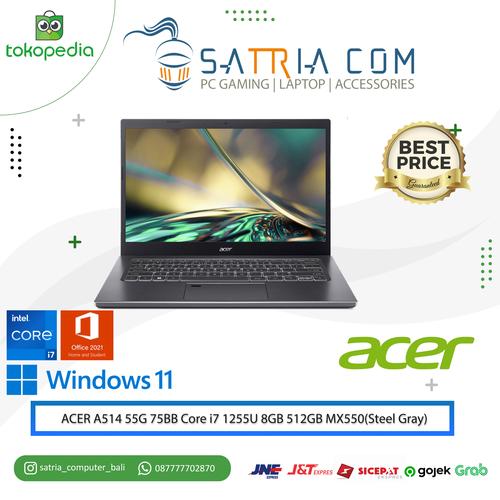 Jual ACER A514 55G 75BB Core i7 1255U 8GB 512GB MX550(Steel Gray ...