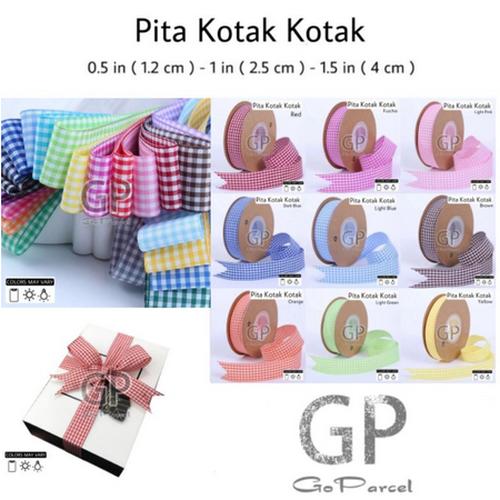 Jual ( 3 Meter ) PLAID RIBBON - PITA KAIN KOTAK KOTAK 0.5 / 1 IN / 1.5 ...