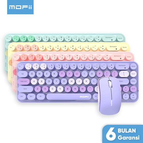 Promo MOFii Keyboard Mouse Wireless Set 2.4G Colorful iDou - Blue&Green ...