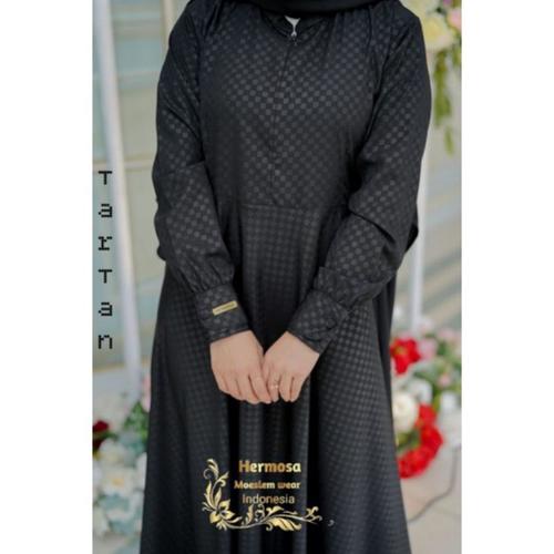 Jual Gamis hermosa tartan hitam/gamis hitam murah bisa cod/gamis hitam ...