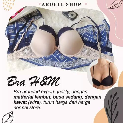 Jual BRA H&M (WLR) WING LACE RINGGIT WIRE PUSHUP BH WANITA DENGAN KAWAT - dark navy, 38D - Kab ...