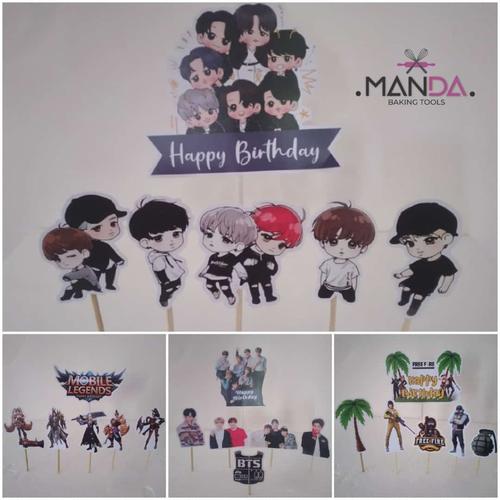 Jual Topper karakter kue tart topper kertas topper happy birthday ...