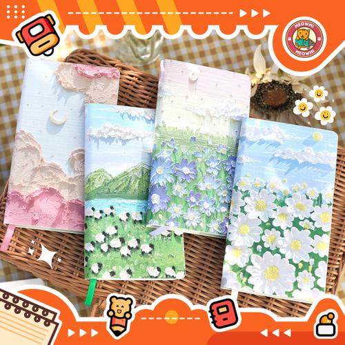 Promo Buku Diary Planner Motif Daisy Lukisan 3D Buku Tulis Aesthetic ...