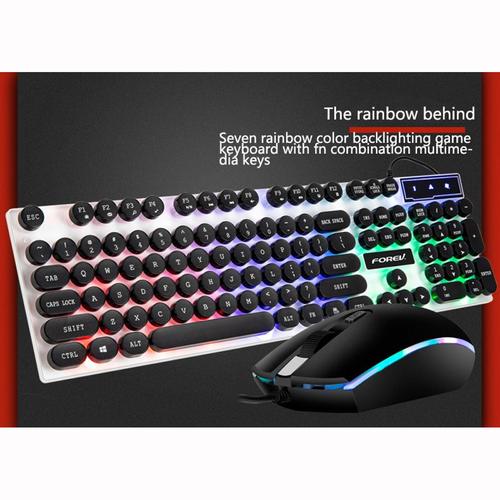 Jual Keyboard Gaming Keyboard LED RGB Arabic Letter with Mouse FV-Q90 ...