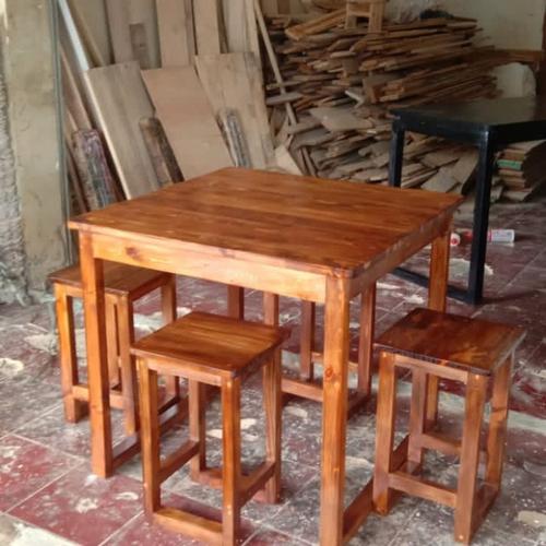 Jual meja makan cafe resto kayu jati belanda warna natural kayu - Kota ...