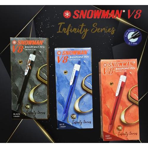 Jual (12pc) Pen Snowman V8 Infinity Series / Ballpoint Retractable 0 ...