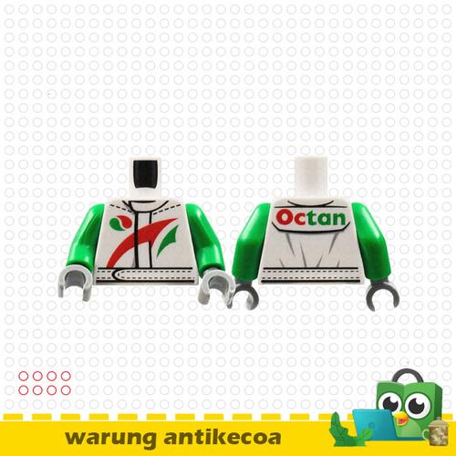 Jual LEGO Part: White Torso Octan Logo Jacket with Red and Green Stripe ...