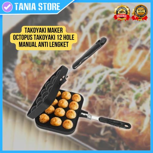 Jual Cetakan Takoyaki Maker Pan Octopus Manual 12 Lubang Anti Lengket ...