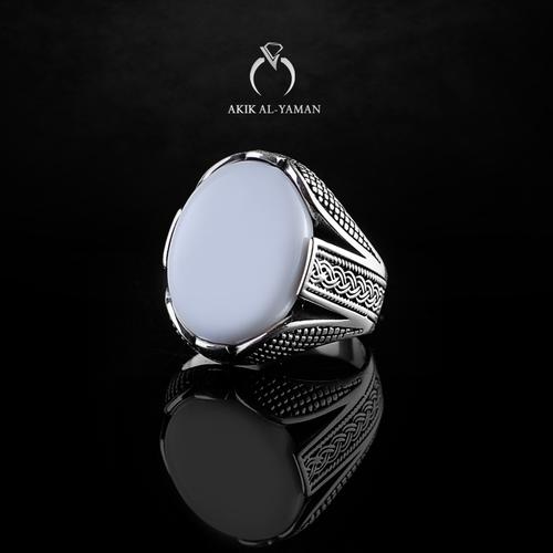 Jual Cincin Batu Akik Yaman Abyad Asli dengan Ring Perak 295 Asli 100% ...